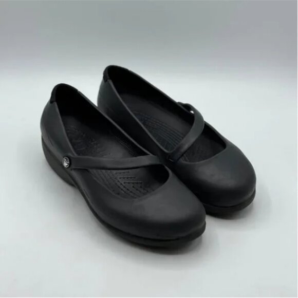 CROCS | Shoes | Crocs Rx Womens Silver Fox Croslite Black Mary Jane ...